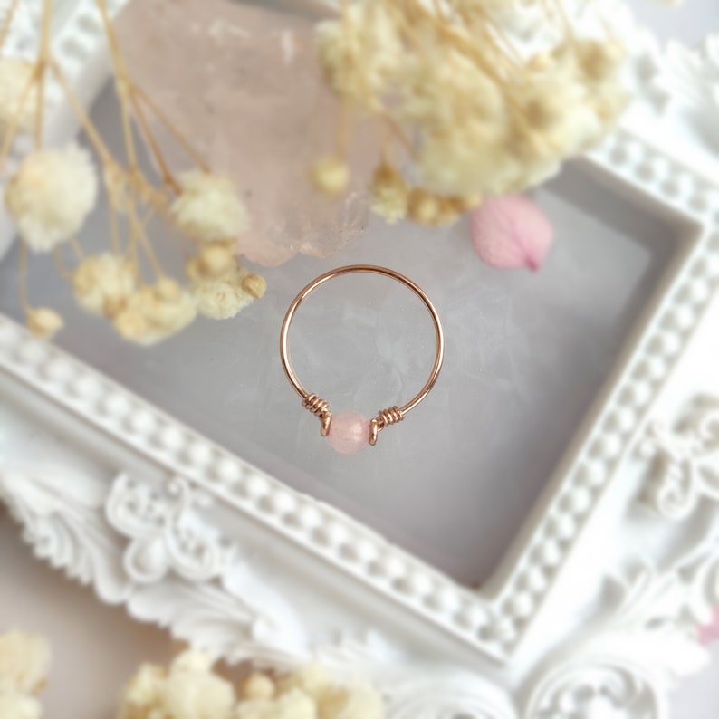 Rose Quartz Ring, 14K Gold Filled, Rose Gold Filled, Sterling Silver ...