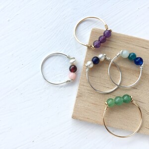 Personalized Three Stone Ring Custom Gemstone Stackable Ring | Etsy