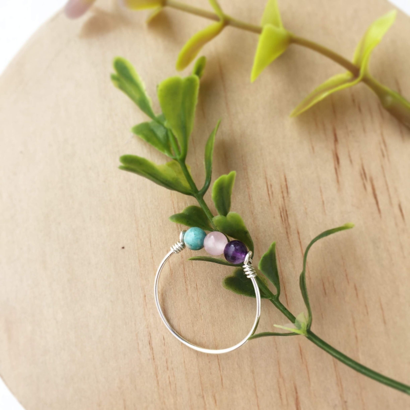 Personalized Three Stone Ring Custom Gemstone Stackable Ring | Etsy