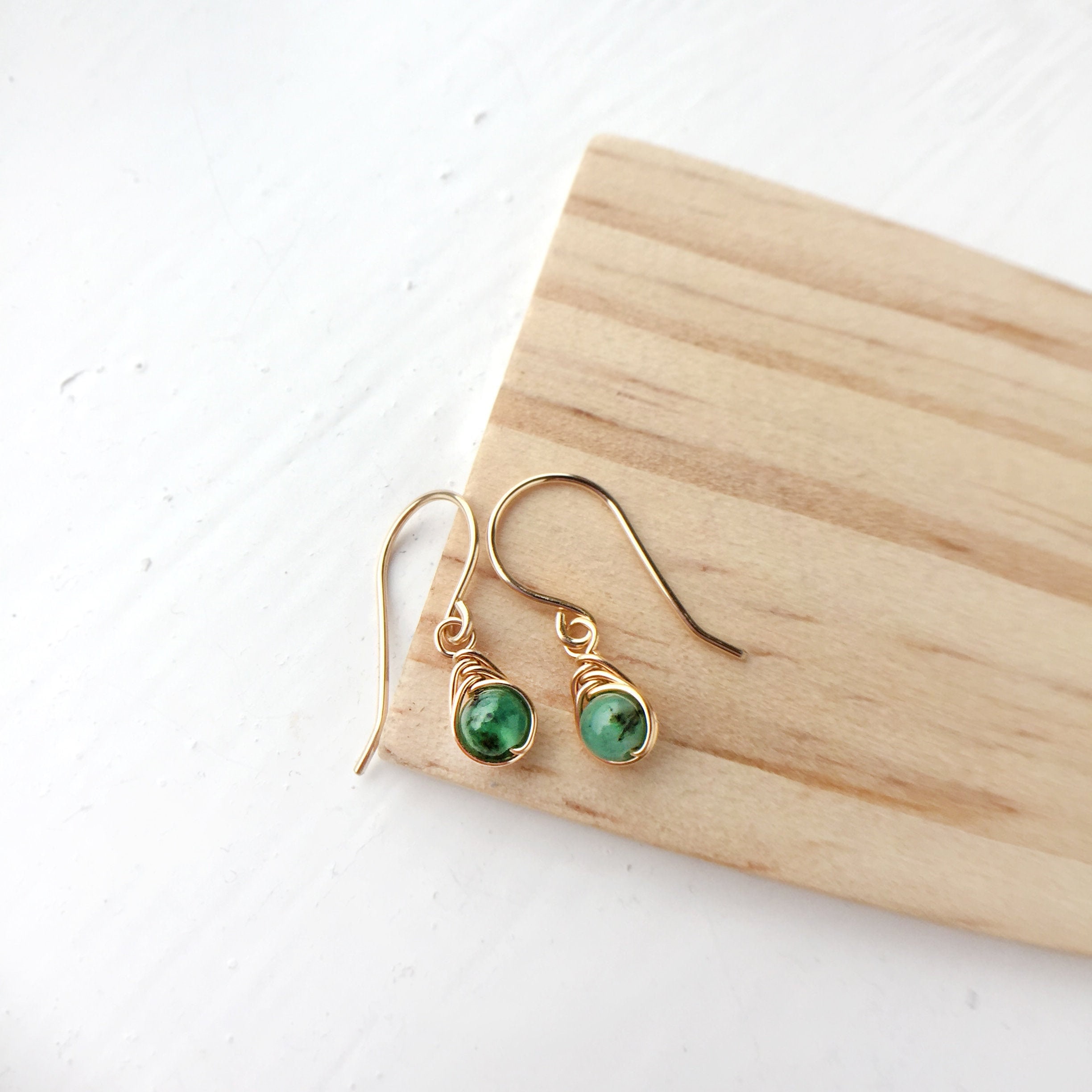 Emerald Dangle Earrings 14K Gold Filled Rose Gold Filled - Etsy