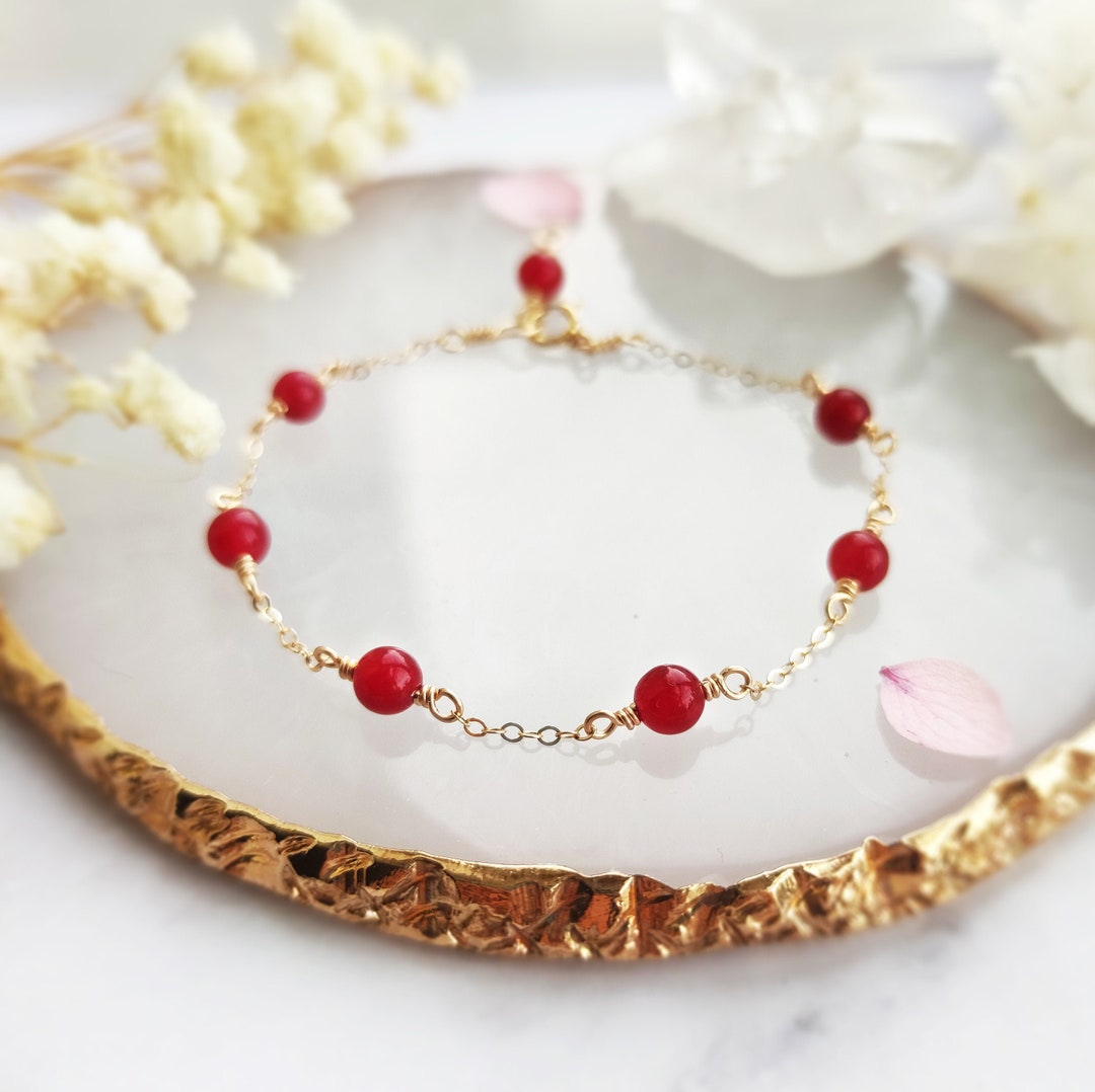 Rubin Satelliten Armband 14K Gold filled, Roségold filled, Sterling ...