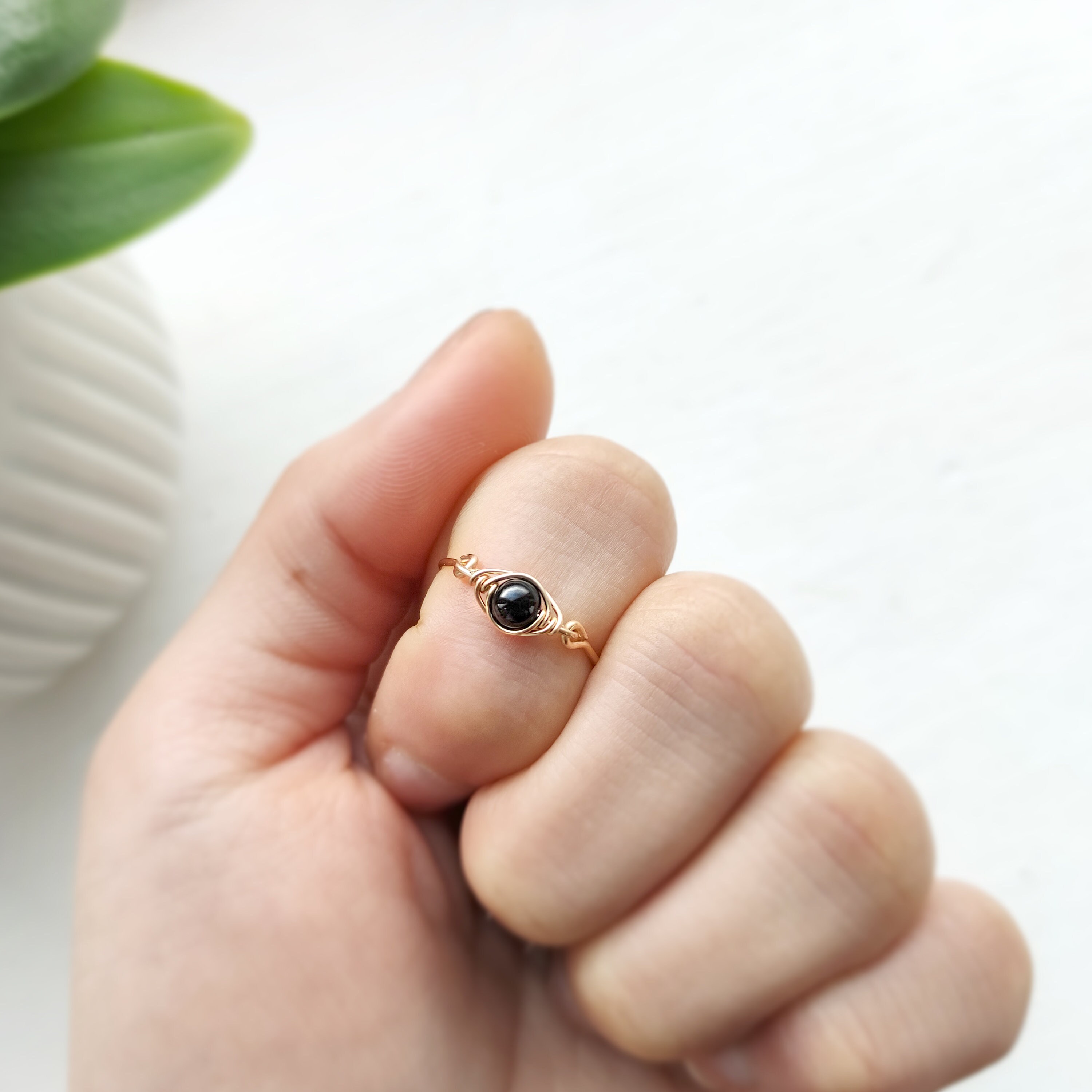 Black Tourmaline Eye Ring 14K Gold Rose Gold Filled | Etsy