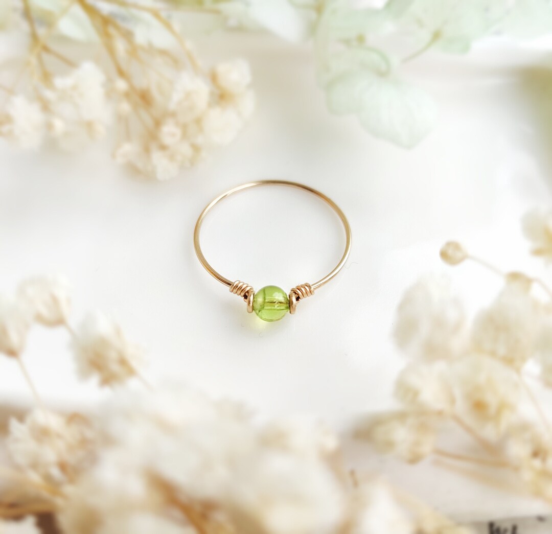 Tiny Peridot Ring, 14K Gold Filled - Sterling Silver, Gold Stacking ...