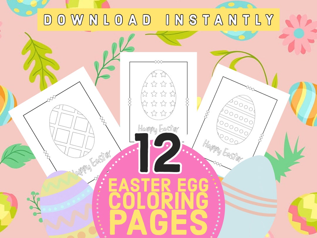 Easter Egg Coloring Pages for Kids | 12 Digital Download Pdfs - Etsy