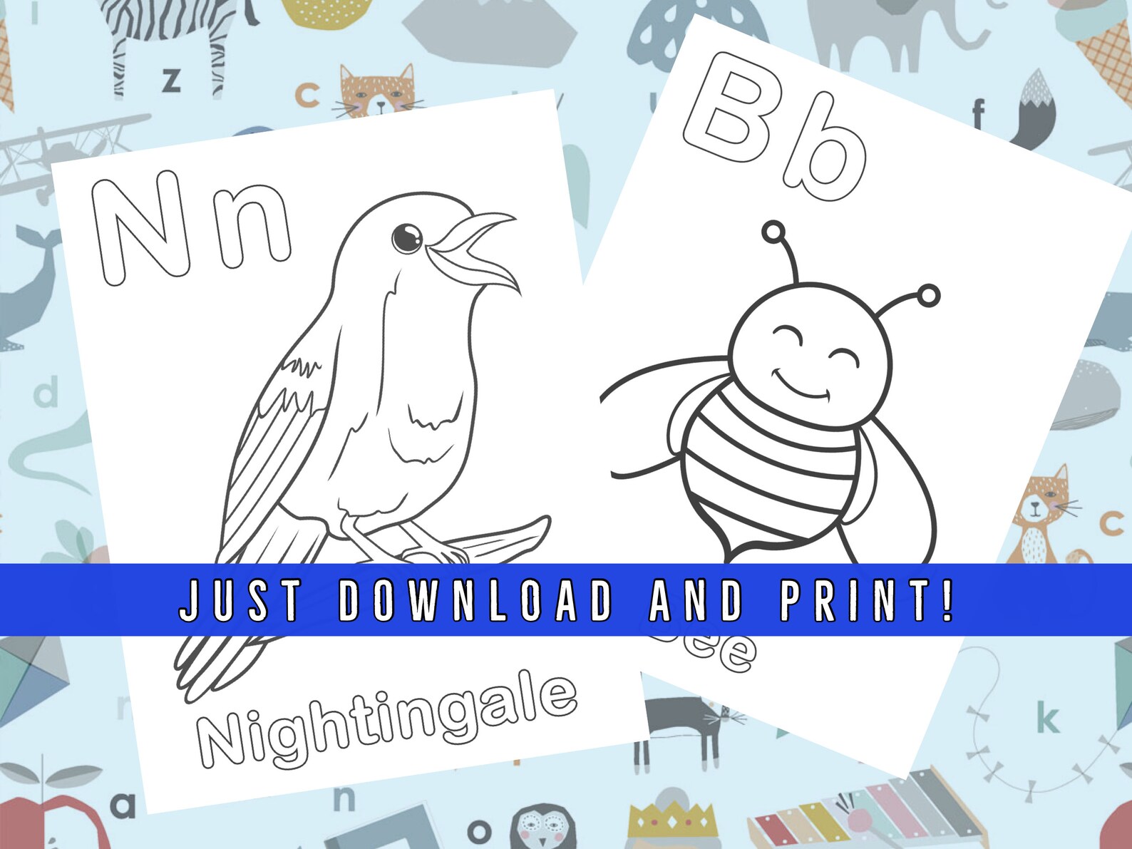 Animal Alphabet Coloring Pages Preschool Alphabet Sheet - Etsy