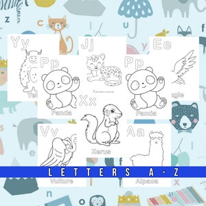 Animal Alphabet Coloring Pages Preschool Alphabet Sheet - Etsy