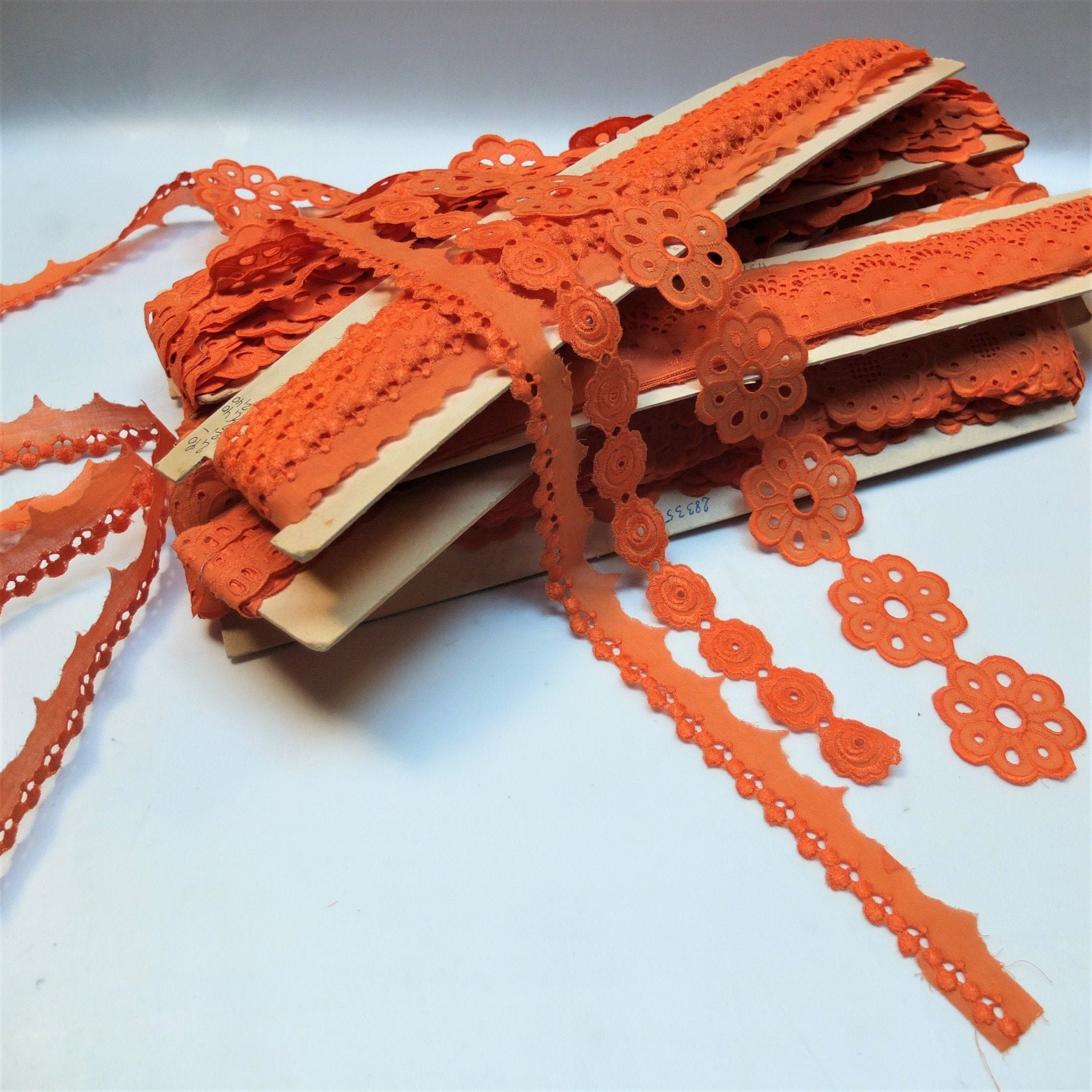 approx 100 meters different orange lace pattern in the same color Craft ...