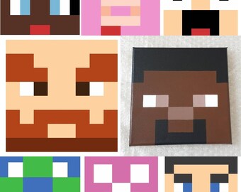 Minecraft Canvas Hand Painted Minecraft Inspired Wall Art | Etsy Australia