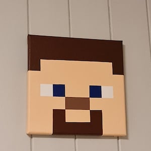Minecraft Canvas Hand Painted Minecraft Inspired Wall Art - Etsy