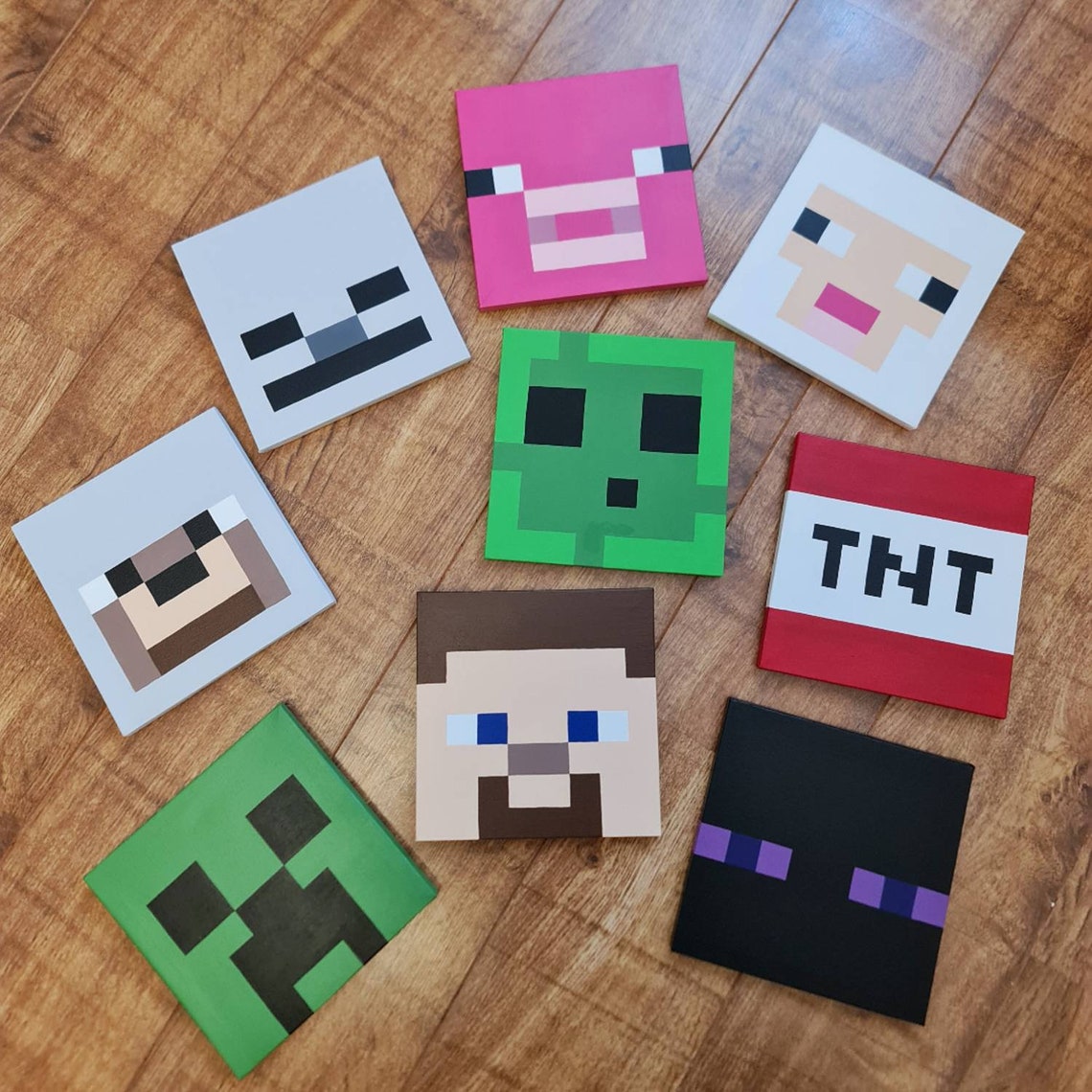 Minecraft Canvas Hand Painted Minecraft Inspired Wall Art - Etsy