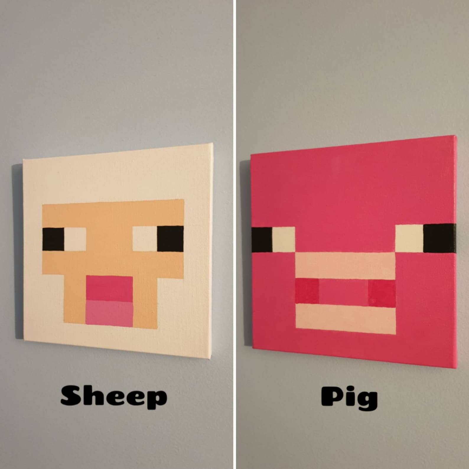Minecraft Canvas Hand Painted Minecraft Inspired Wall Art - Etsy
