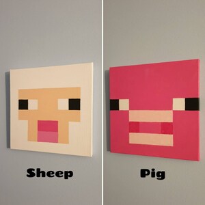 Minecraft Canvas Hand Painted Minecraft Inspired Wall Art - Etsy