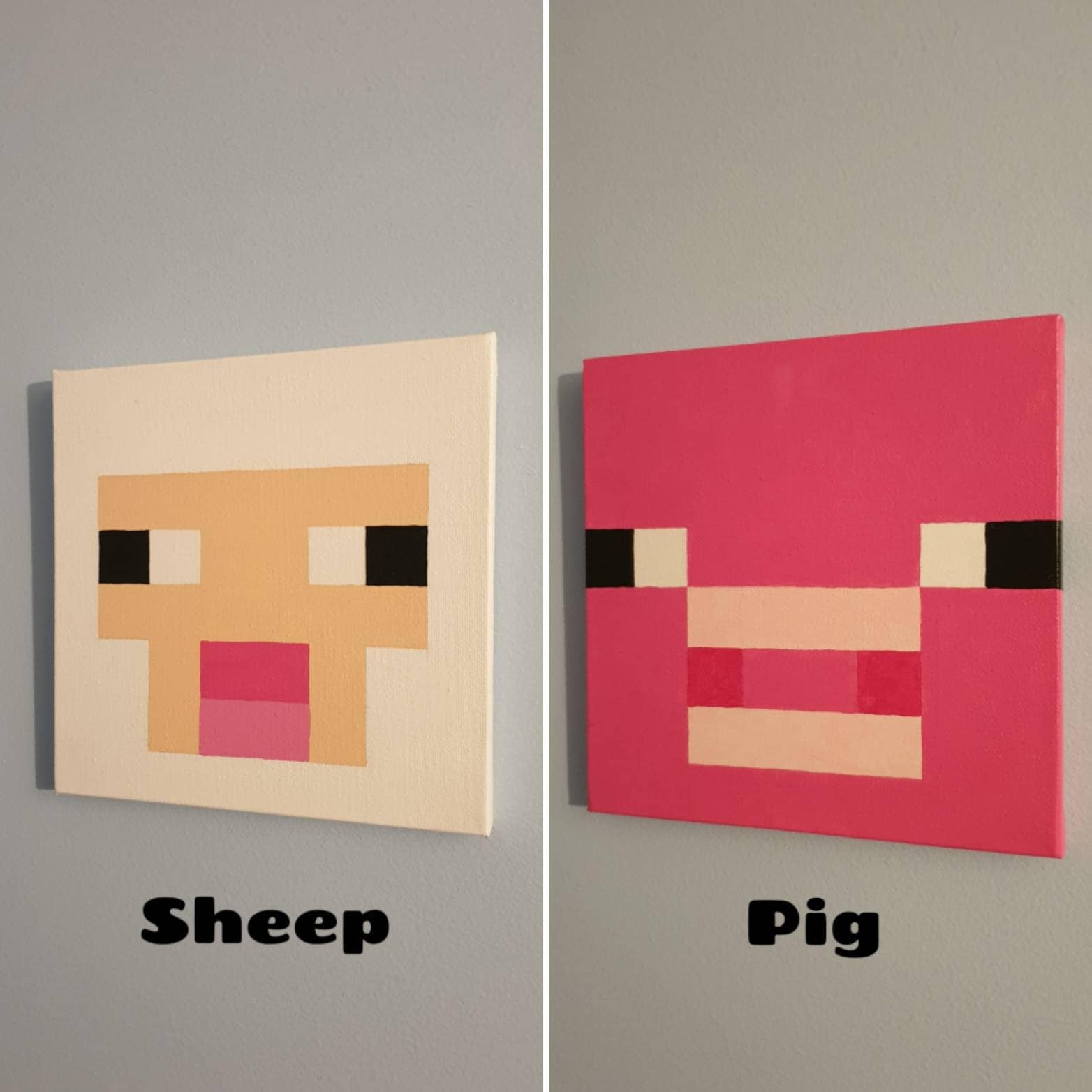 Minecraft Canvas pintado a mano Minecraft inspirado arte de | Etsy