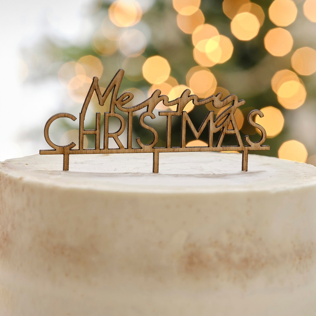 Wooden 'merry Christmas' Cake Topper - Etsy
