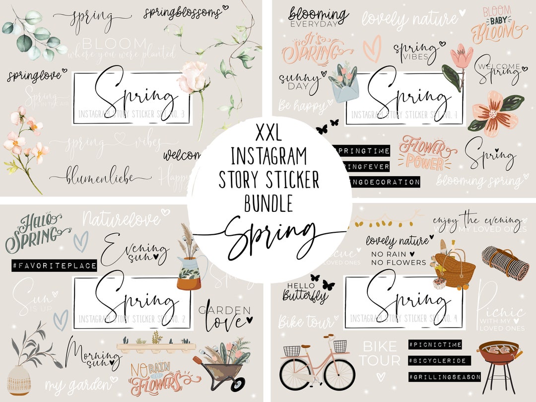 Save Now XXL Instagram Story Sticker Bundle Spring Jump Sun Flowers ...
