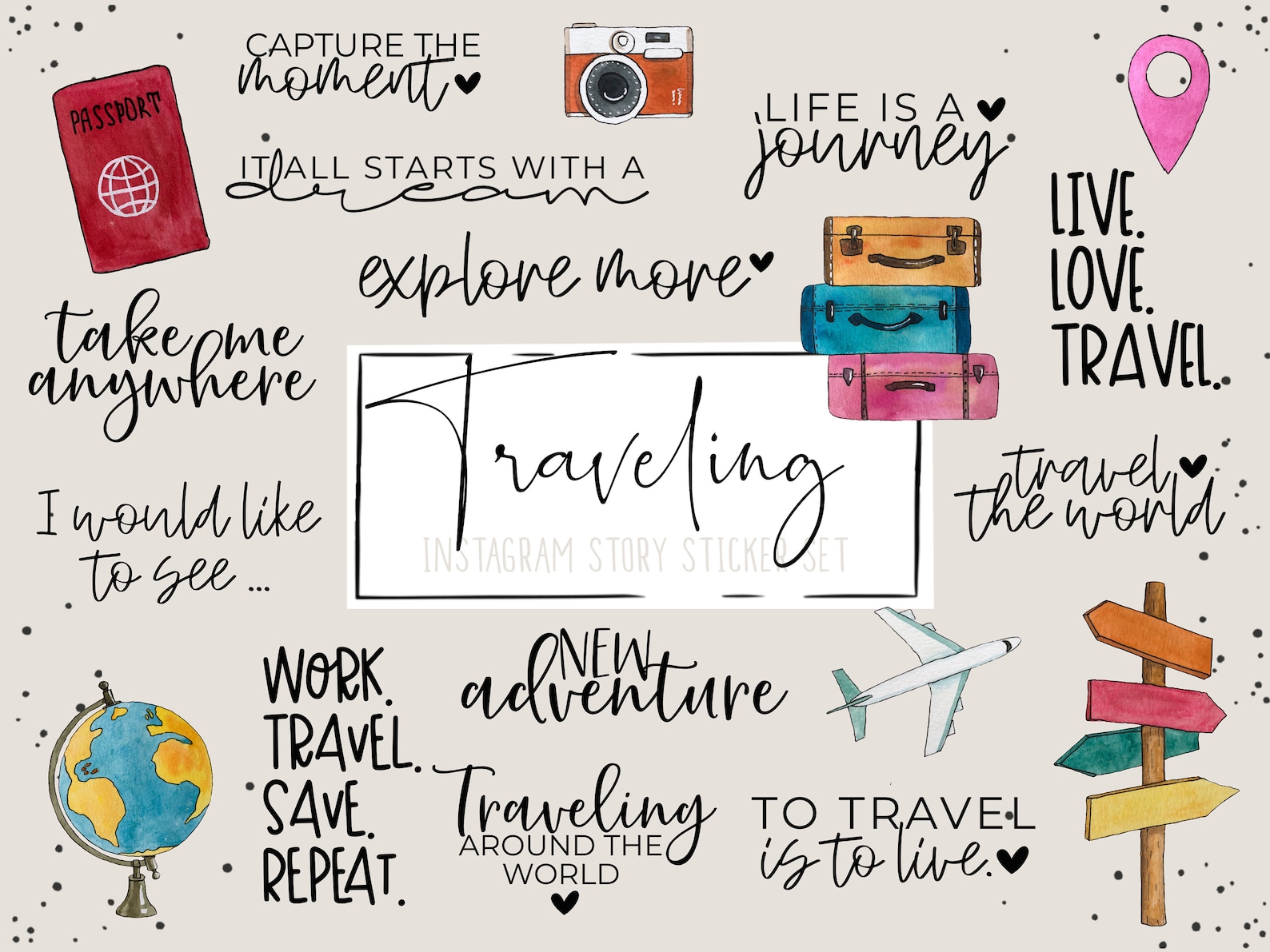 Instagram Story Sticker Traveling in Colour Urlaub Holiday - Etsy New ...