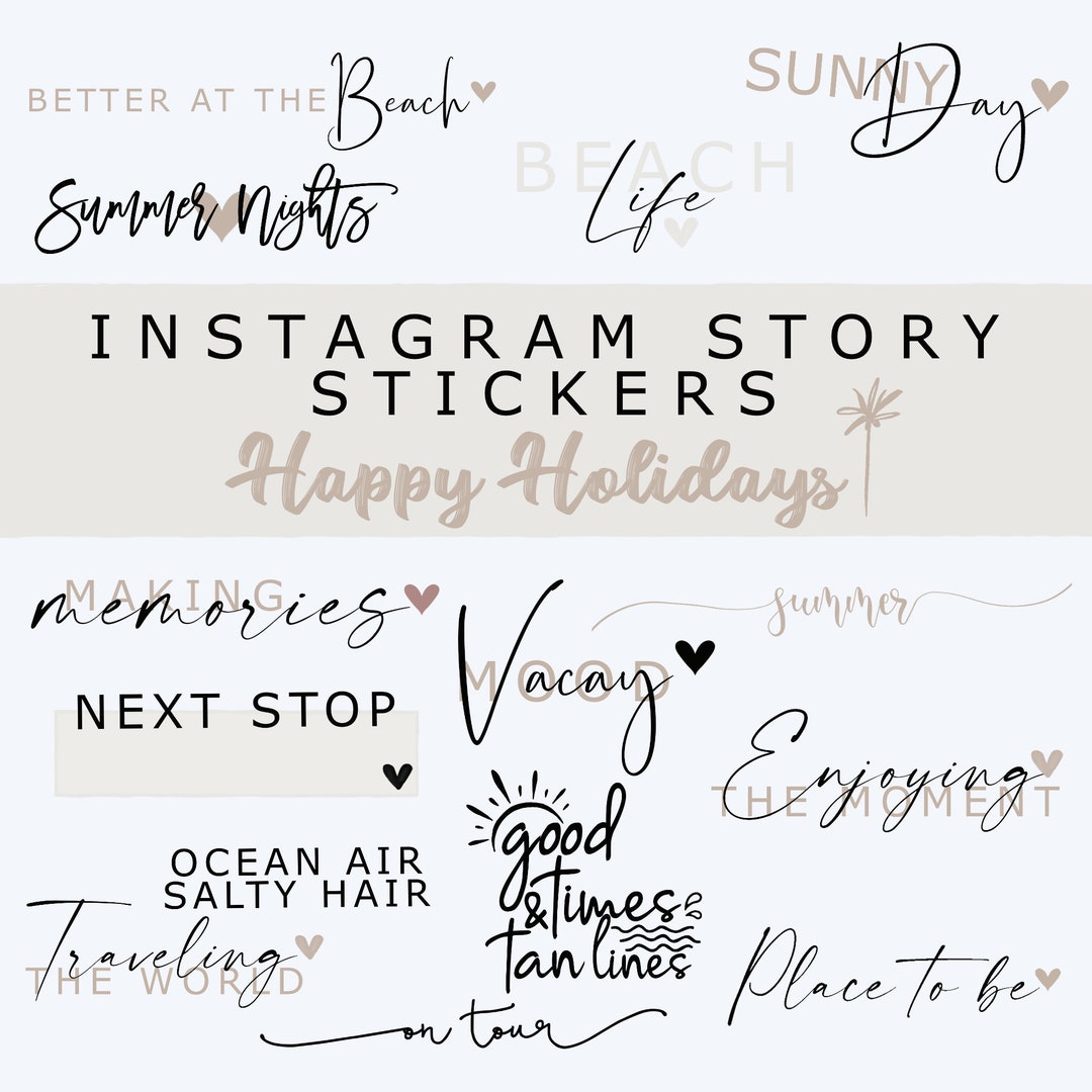 Instagram Stories Stickers Vacation Holiday Travel Summer Black, White ...