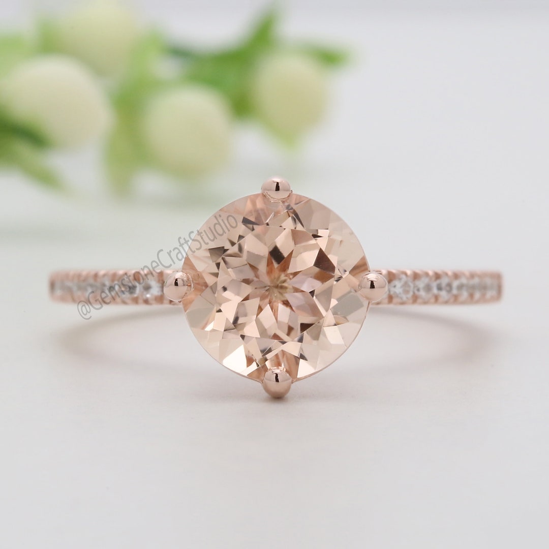 Round Morganite Ring Round Ring Round Engagement Ring Round - Etsy