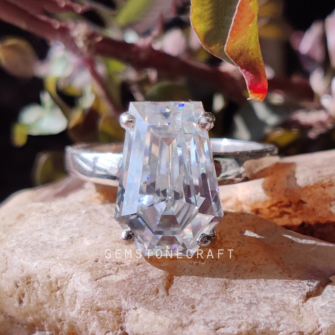 Coffin Ring, Coffin Engagement Ring, Coffin Moissanite Ring, 4.75 CT ...