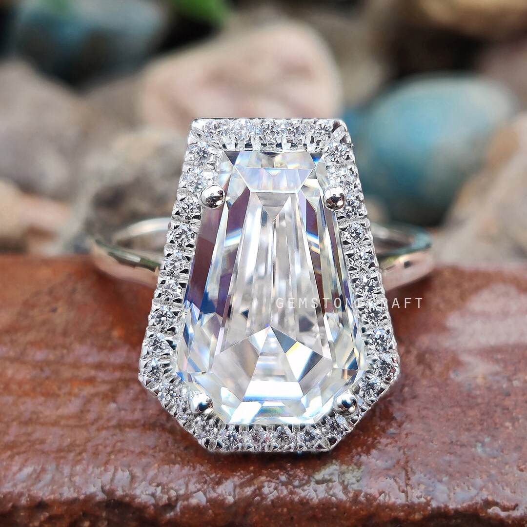 Coffin Moissanite Ring, Coffin Ring, Coffin Engagement Ring, 5.22 TW ...
