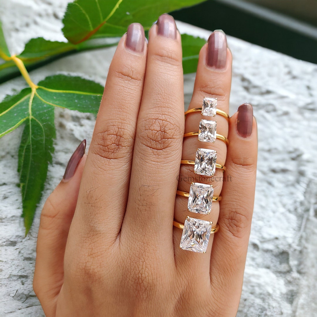 7mm to 11mm Radiant Cut Engagement Ring Gold Ring Silver Ring Diamond ...