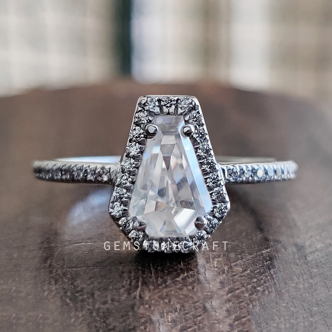 1.0 CT Coffin Ring Coffin Engagement Ring Coffin Moissanite - Etsy
