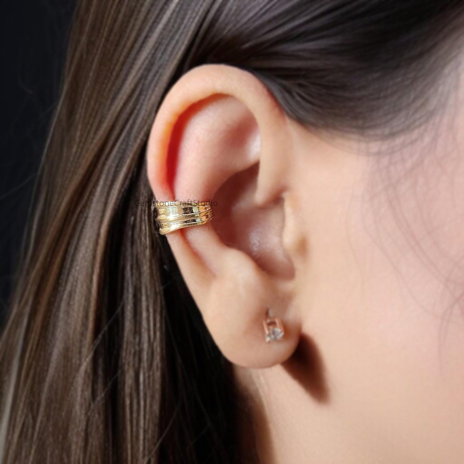 Thick Irregular Ear Cuff Earring Conch Ear Cuff Sterling Silver Ear ...