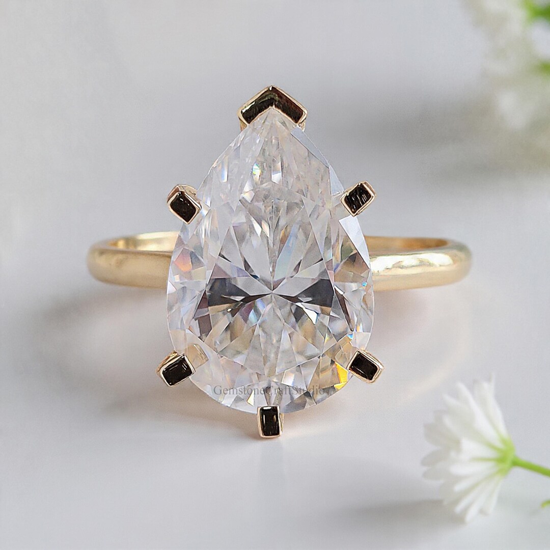 Pear Shaped Solitaire Engagement Ring 2.80 CT Pear Cut Colorless ...