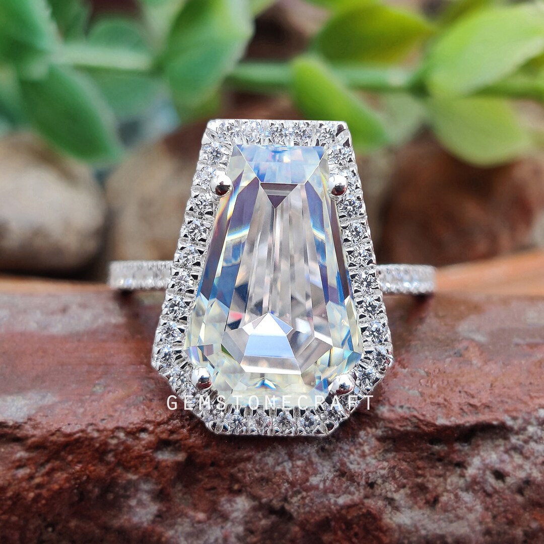Coffin Moissanite Ring, Coffin Ring, Coffin Engagement Ring, 5.87 TW ...