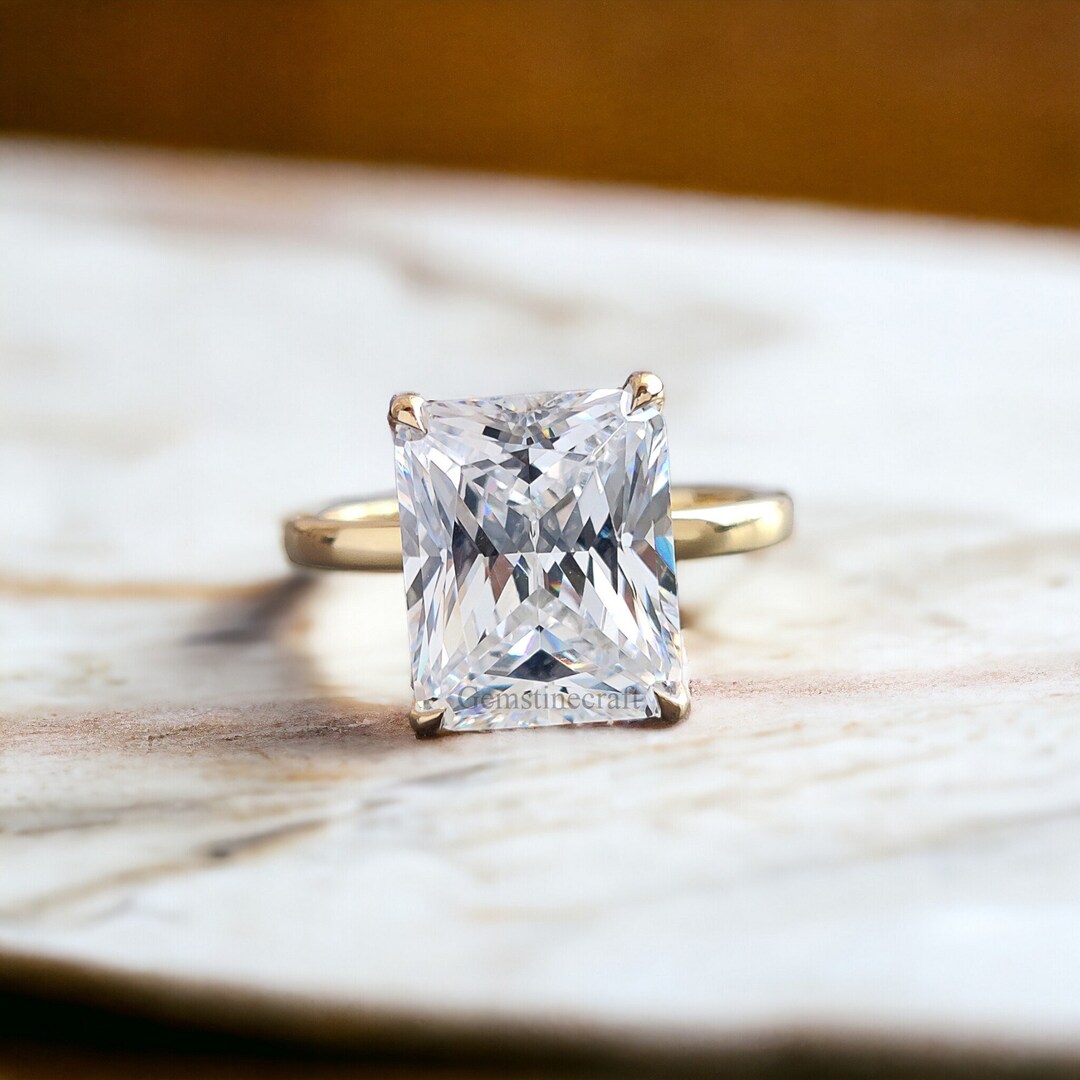 5 CT Radiant Cut Engagement Ring Gold Ring Silver Ring Diamond Simulant ...