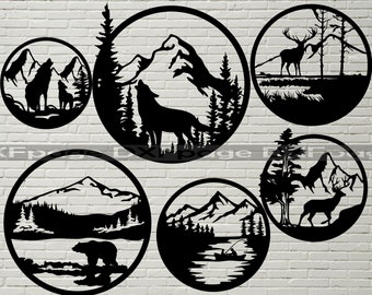 4 Wildlife Scene DXF Stencil Svg Cut File for Cricut Dxf | Etsy