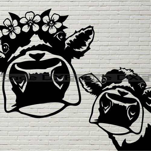 Funny Cow Svg Cut File Cow in a Floral Wreath Heifer Svg | Etsy