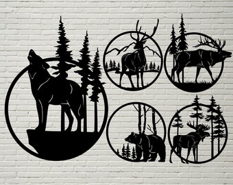 Animals Scene DXF Wildlife Cut File for Laser Dxf for | Etsy