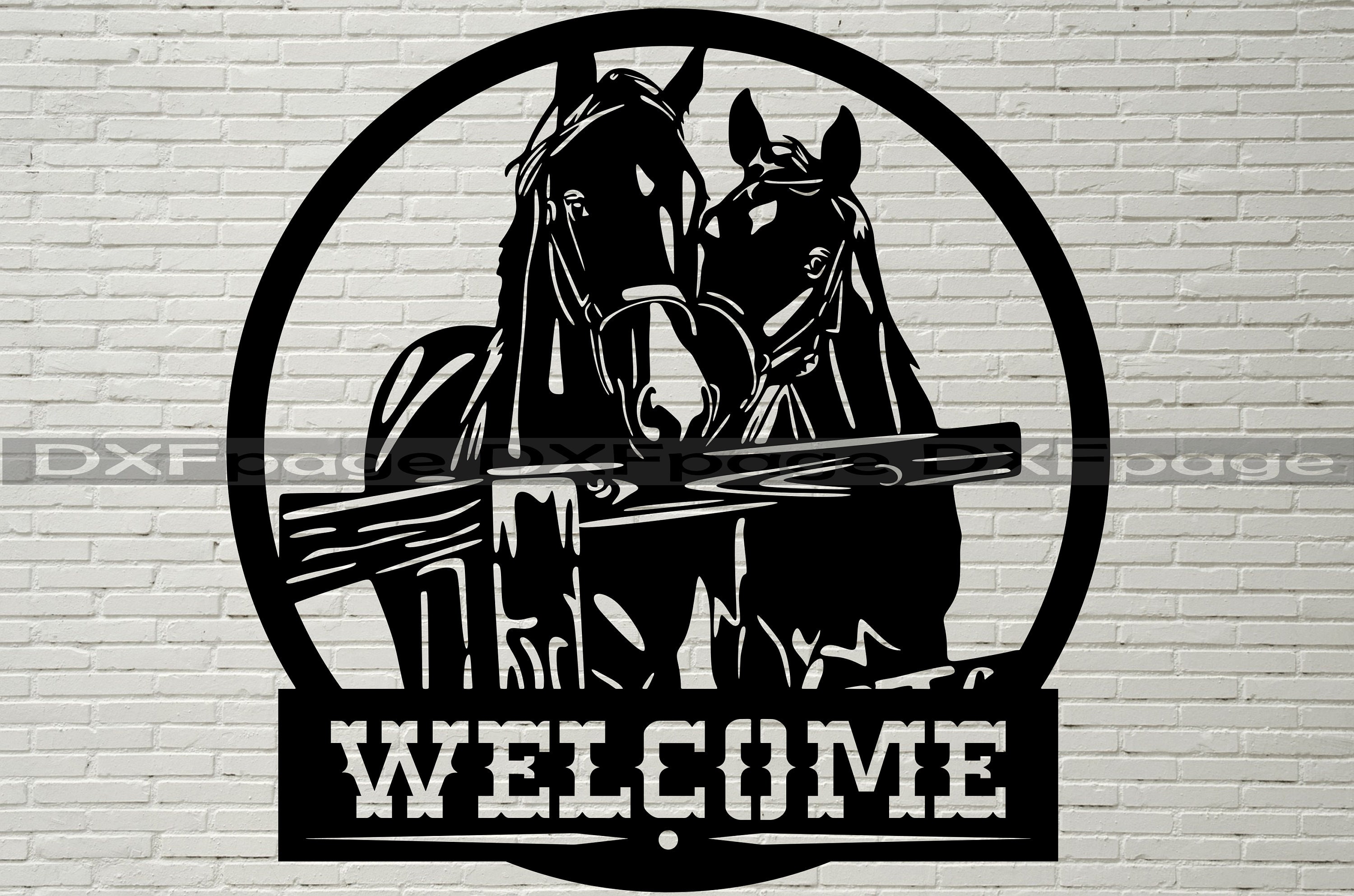 Welcome Sign DXF CNC, Horse Svg, Dxf File for Laser, SVG File for ...
