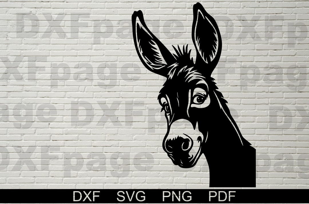 Funny Donkey Peeking SVG DXF, Farm Animal Silhouette for Cricut, Plasma ...