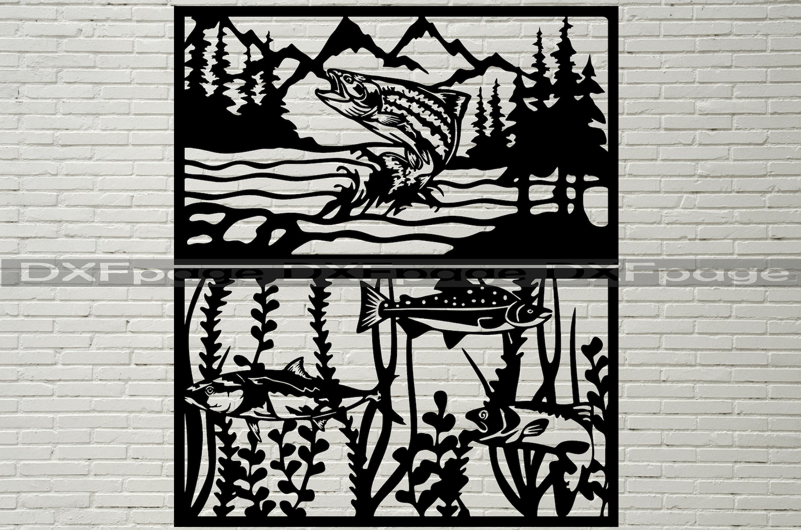 Fish Scene DXF Files for Plasma, Laser Cutting, Cnc, Dxf Silhouette ...