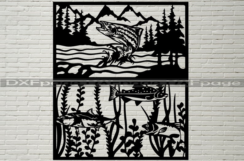 Fish Scene DXF Files for Plasma, Laser Cutting, Cnc, Dxf Silhouette ...
