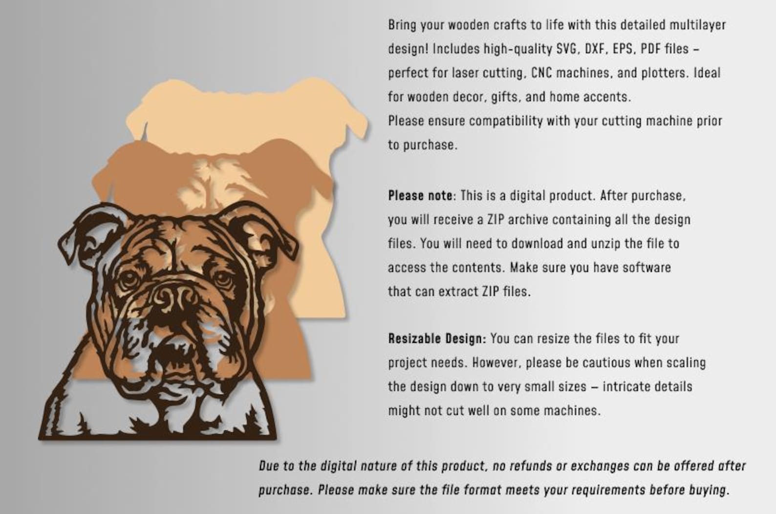 Bulldog Multilayer SVG, DXF Laser Cut, 3D Dog, Layered Dog Plywood ...