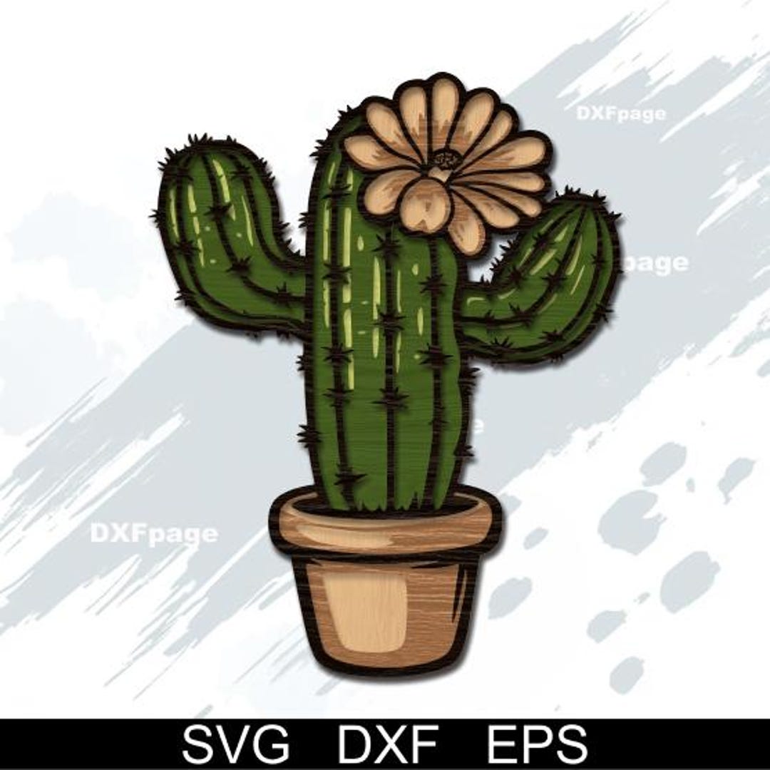 Cactus Multilayer SVG, DXF Laser Cut, 3D Layered Plywood, Paper Cutting ...