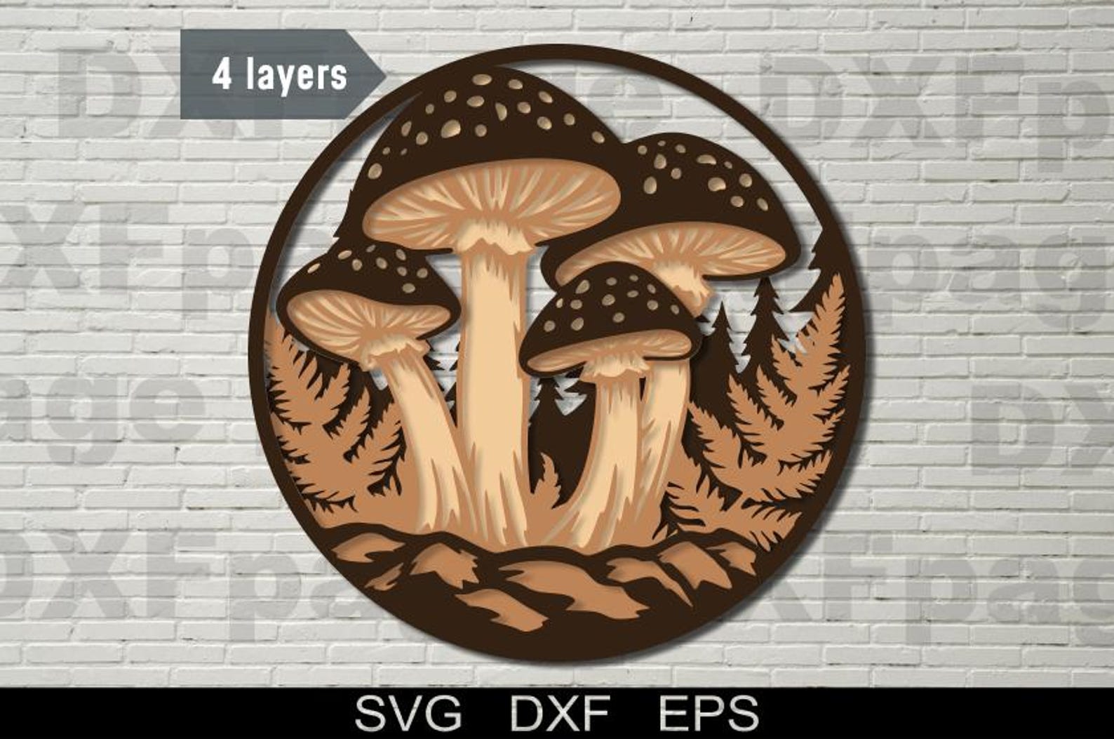 Mushroom Multilayer SVG, DXF Laser Cut, Layered Plywood, Paper Cutting ...