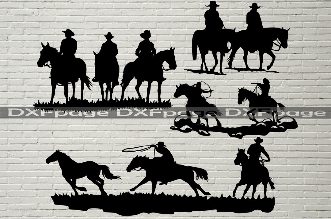 4 Cowboy Scene SVG DXF, Western Cut File for Laser, Dxf for Plasma, Cnc ...