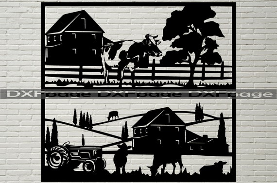 Cow Farm Scene DXF SVG Farm Cut File Dxf Files for Plasma - Etsy Canada