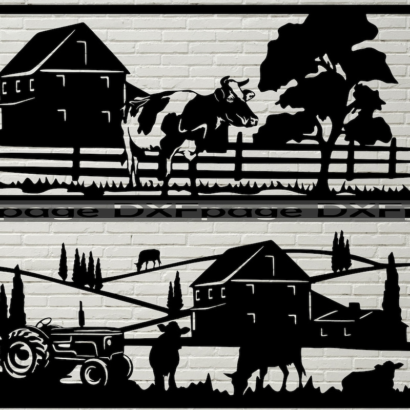 Cow Scenery Dxf - Etsy