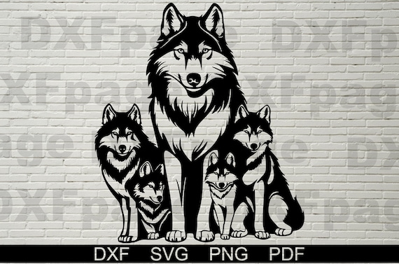 Dibujo Lineal De La Familia De Lobos Lámina Rígida For Sale Con La