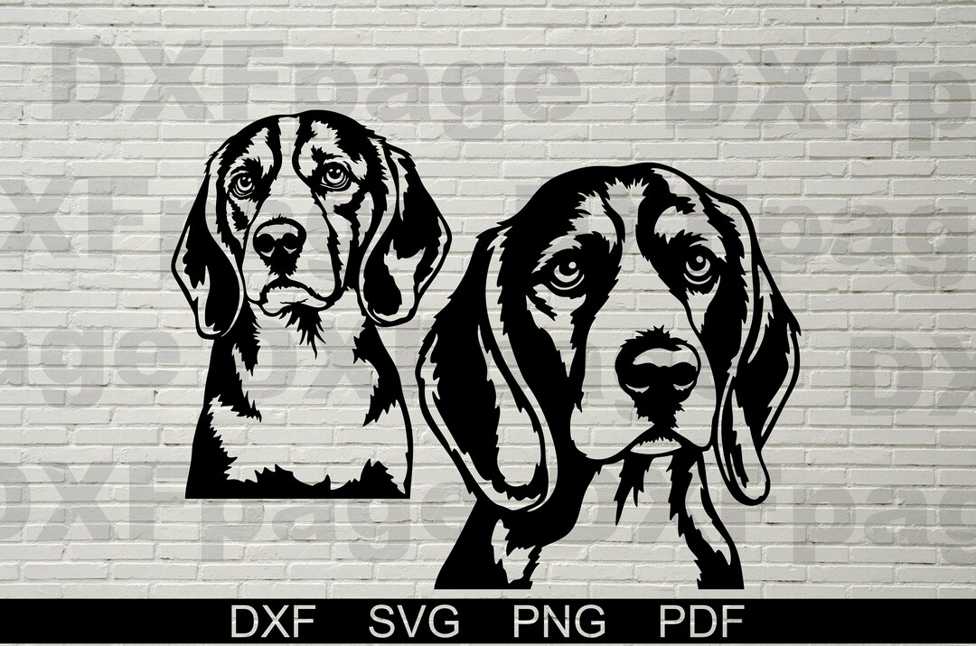 2 Beagle Dogs SVG for Cricut Silhouette Dxf, Beagle Clipart, Png Cut ...
