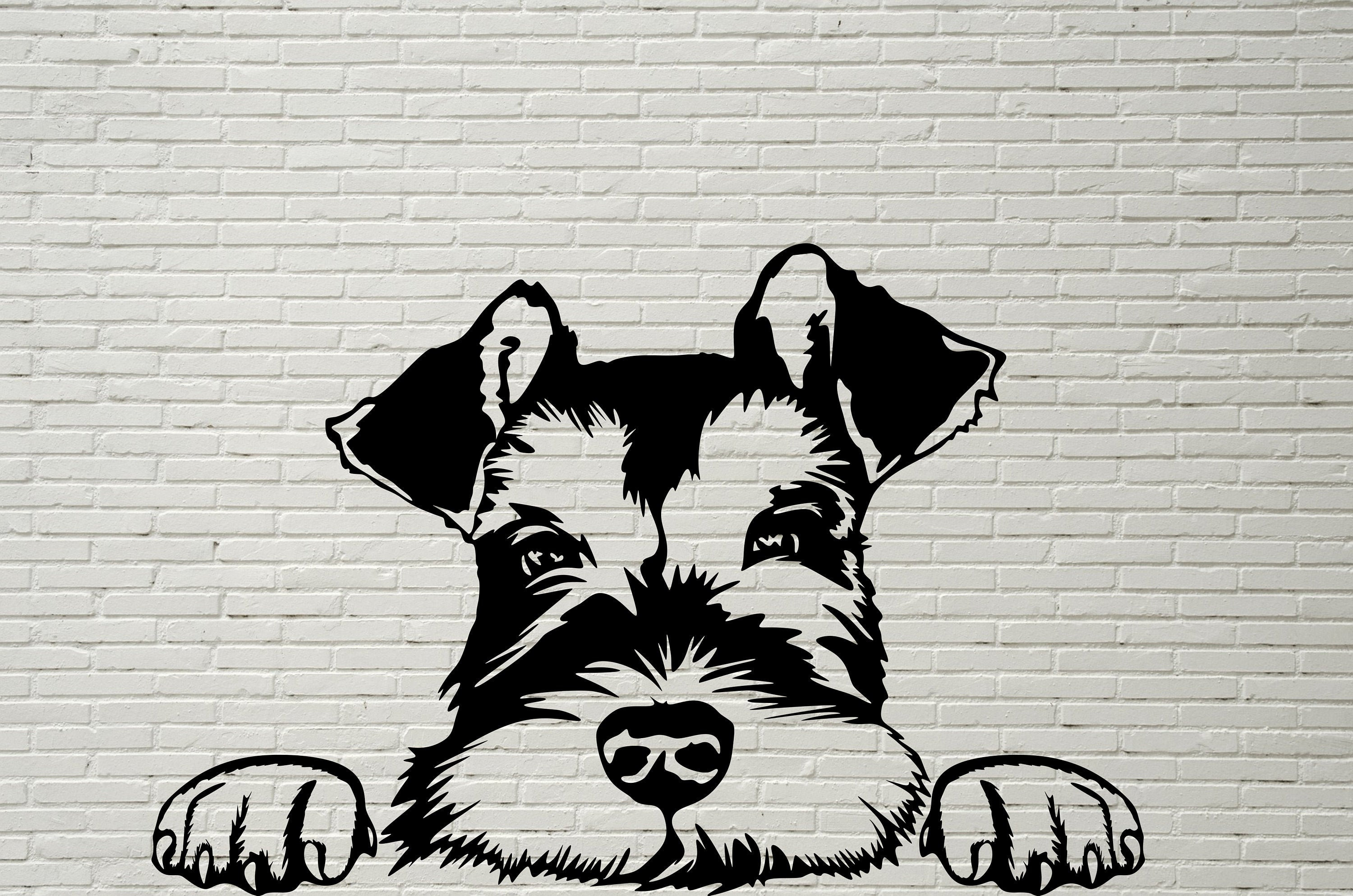 Miniature Schnauzer SVG Silhouettes Dxf Dog Peeking SVG for - Etsy