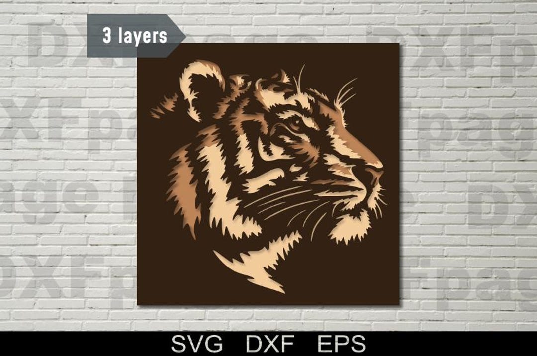 Tiger Multilayer SVG, DXF Laser Cut, 3D Layered Plywood, Paper Cutting ...