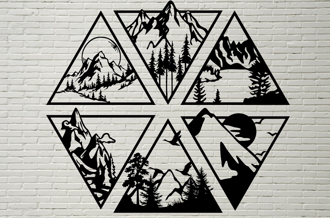 Mountain Scenery SVG, Mountain DXF Cut File for Laser, Dxf for Plasma ...