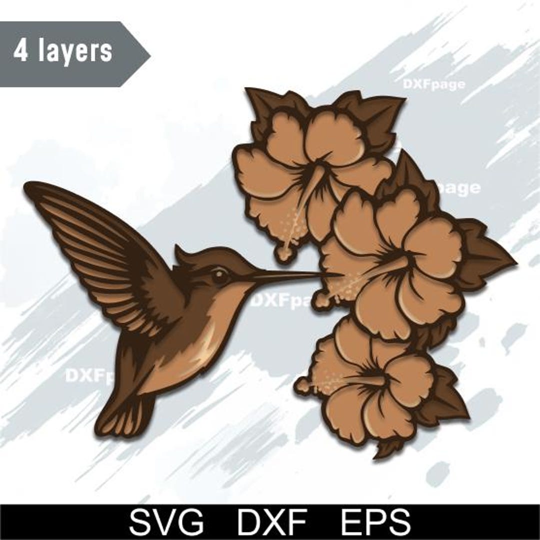 Hummingbird Multilayer SVG, DXF Laser Cut, Layered Plywood, Paper ...