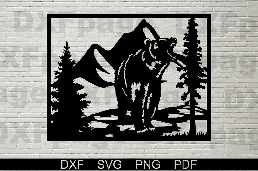 Bear Scene Panel DXF SVG Cut File, Dxf Files for Plasma, Laser Engraved ...